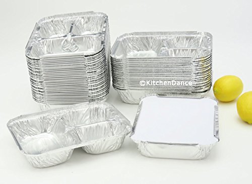 Disposable Aluminum 3 Compartment T.V Dinner Trays with Board Lid #210L (100)