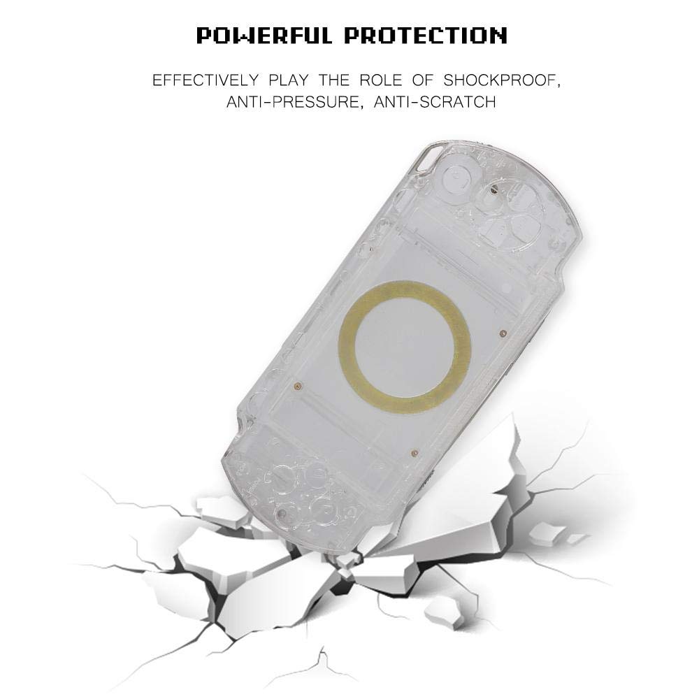Socobeta Game Console Shell Replacement Game Console Housing Set with Buttons Kit Compatible with PSP 1000(Clear)