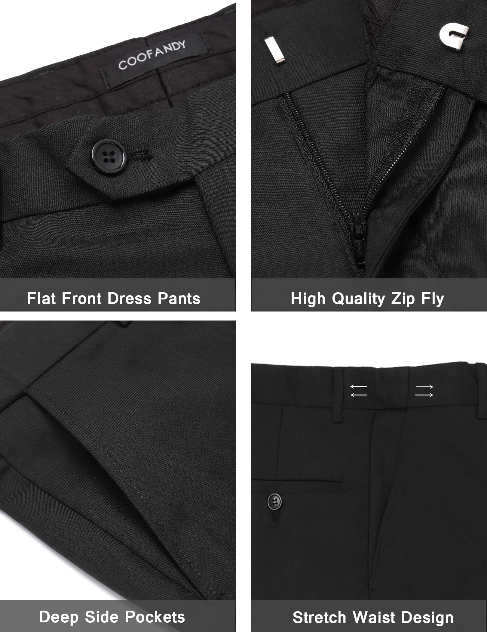 COOFANDY Men's Wedding Suits 2 Piece Tuxedo Suit Set Classic Fit Prom Suit Jacket Blazer Dress Pants Black