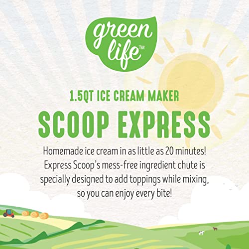 GreenLife 1.5QT Electric Ice Cream, Frozen Yogurt and Sorbet Maker with Mixing Paddle, Dishwasher Safe Parts, Easy one Switch, BPA-Free, Red