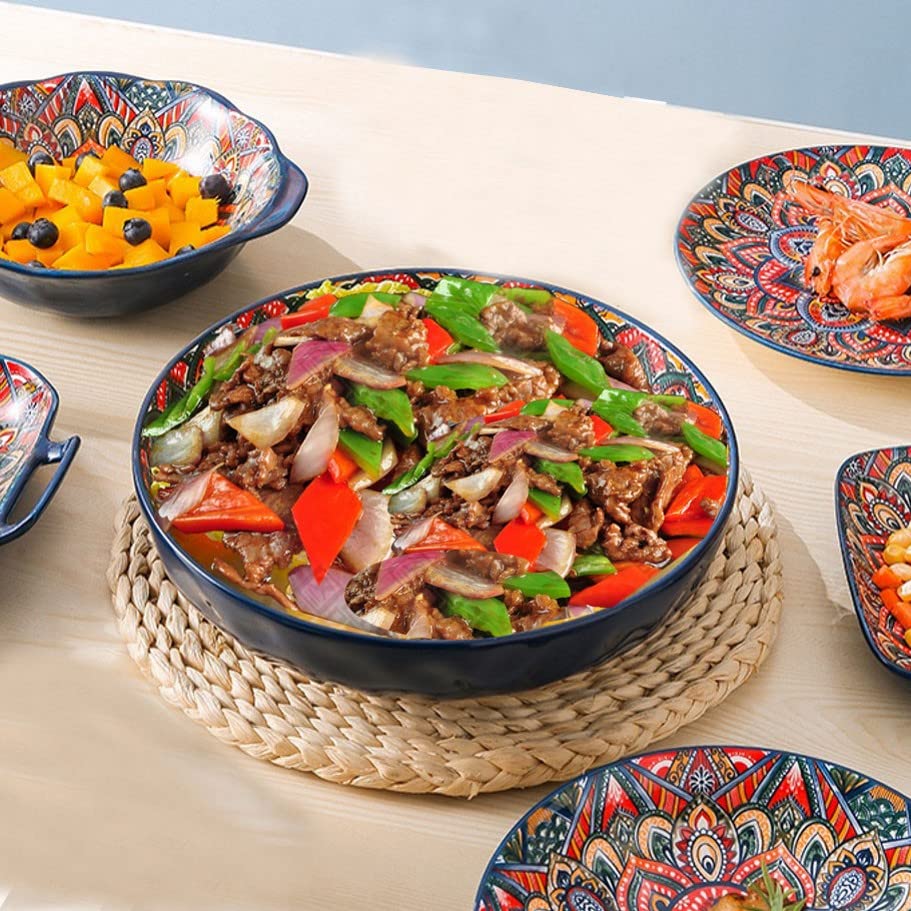 Qlans Serving Bowls 10.2inch 75 Oz Fruit Bowls Salad Bowls, Pasta Bowl Set of 2, Serving Dishes for Entertaining, Vibrant Color Large Bowls for Party,Microwave & Dishwasher Safe (Multicolor)