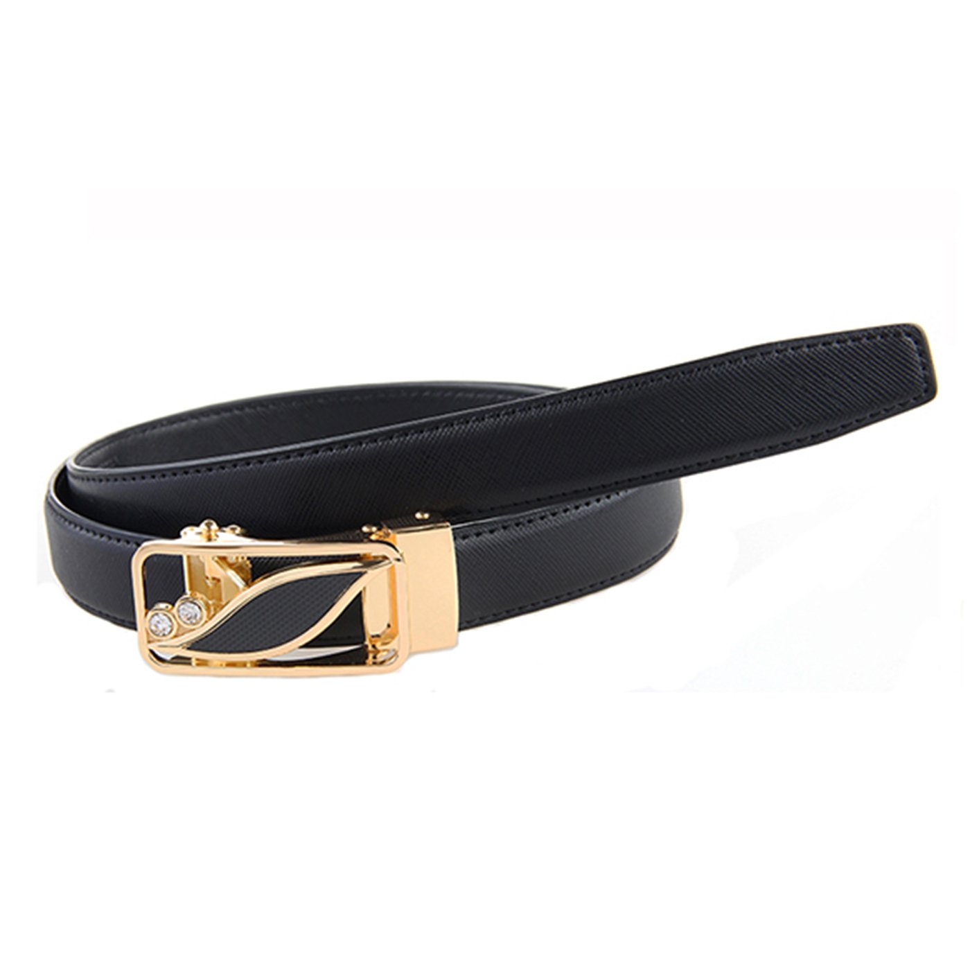Bpstar Womens Belt, Adjustable Women Ratchet Belts Automatic Buckle Leather Belt for Women (Black3, 21"-45")