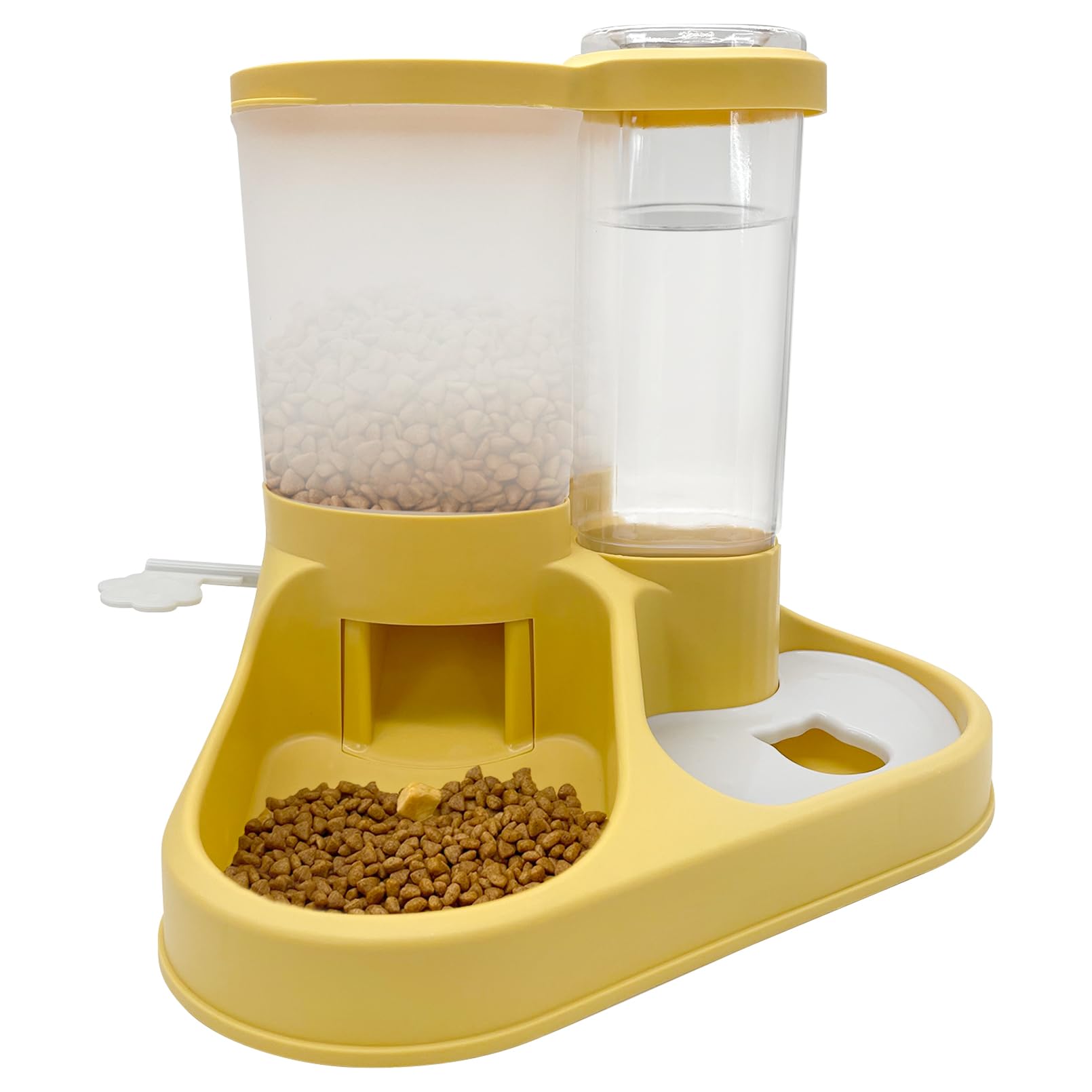 Hamiledyi Gravity Cat Feeder Set, Automatic Pet Food Feeder and Waterer Dispenser 2 in 1 Gravity Pet Food Set Auto Pets Feeder Replenishes Self Feeding Station for Dogs Cats (Yellow)