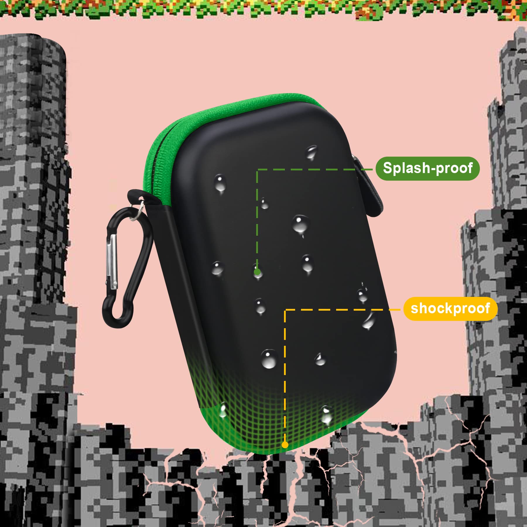 BOVKE Carrying Case Compatible with Nintendo Game & Watch: The Legend of Zelda Handheld Game Consoles Classic Device, Extra Mesh Pocket for Charging Cable Zelda Accessories, Black