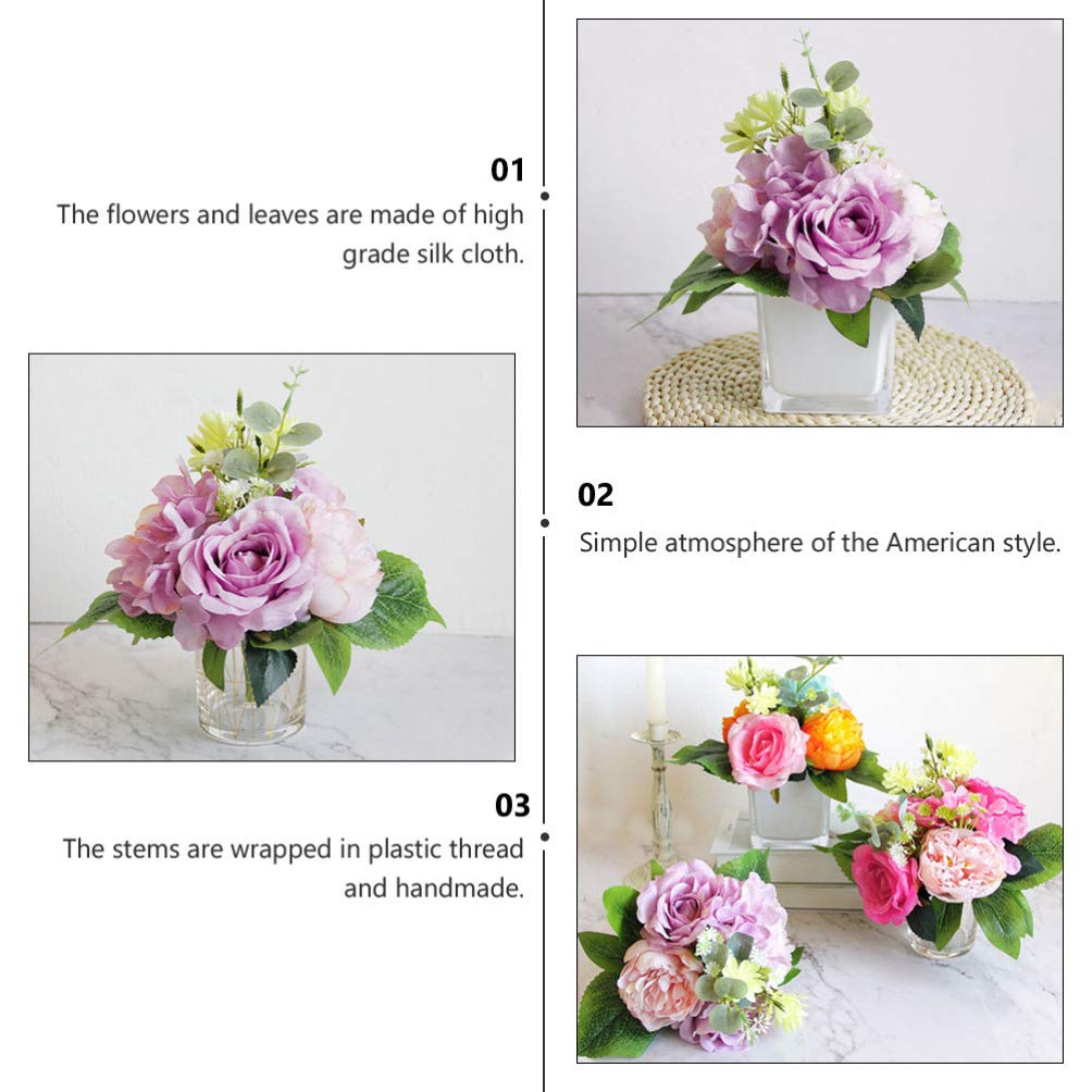 SOIMISS Artificial Roses Peony Hydrangea Flowers Bridal Wedding Bouquet for Party Wedding Decoration
