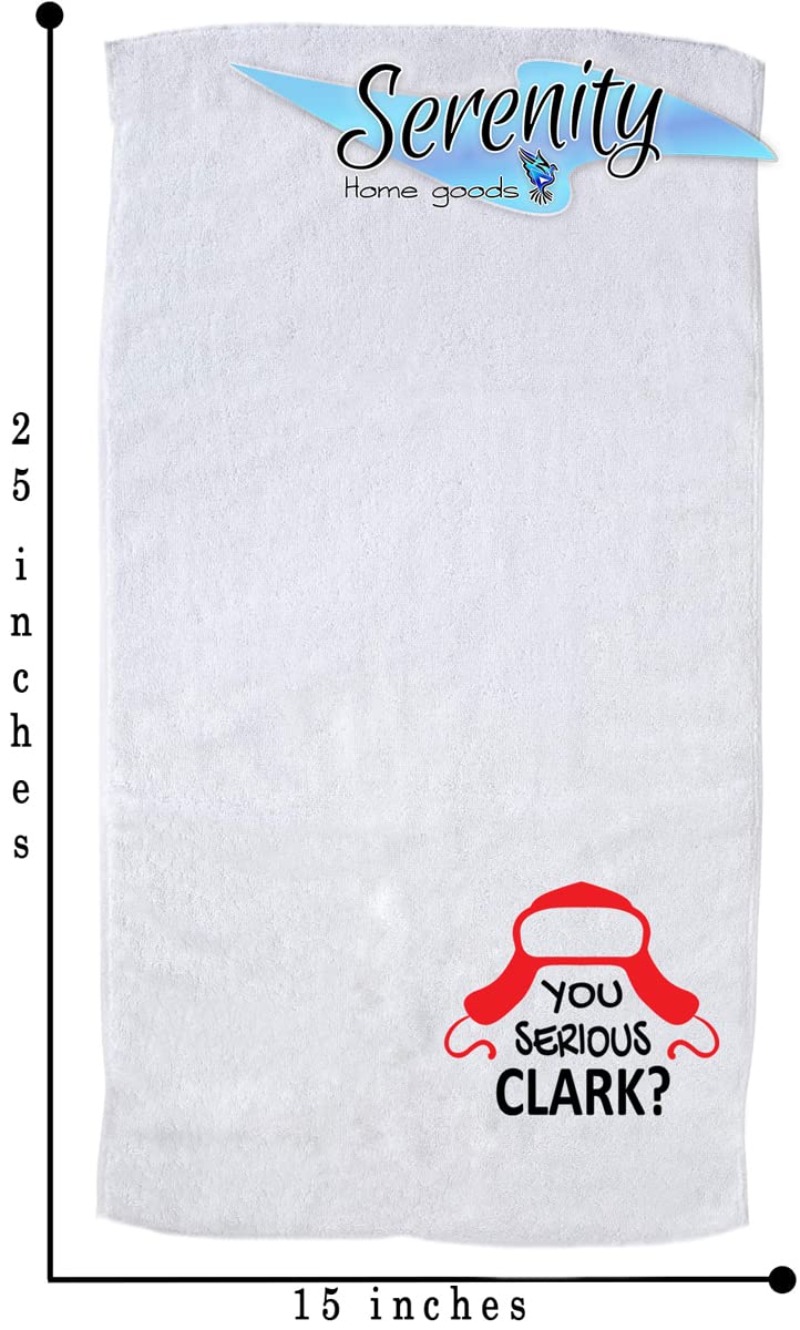 Christmas Decor | Decorative Kitchen and Bath Hand Towels | You Serious Clark | XMAS Winter Novelty | White Towel Home Holiday Decorations | Gift Present