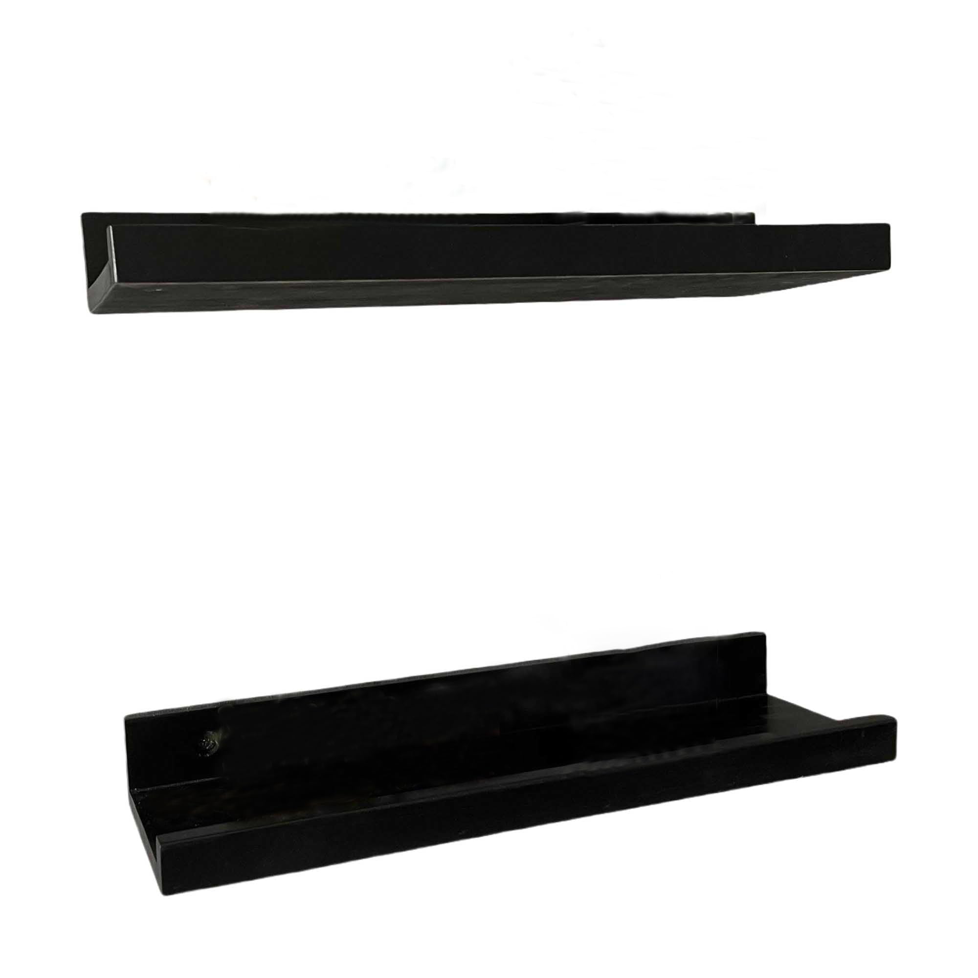 Picture Ledge Shelf,Long Floating Shelves Kids Bookshelf Wall Mounted 16 Inch, Large Pine Wood Wall Shelves for Storage, Rustic Hanging Shelves for Living Room,Bedroom Decor Books Photo Frames Black