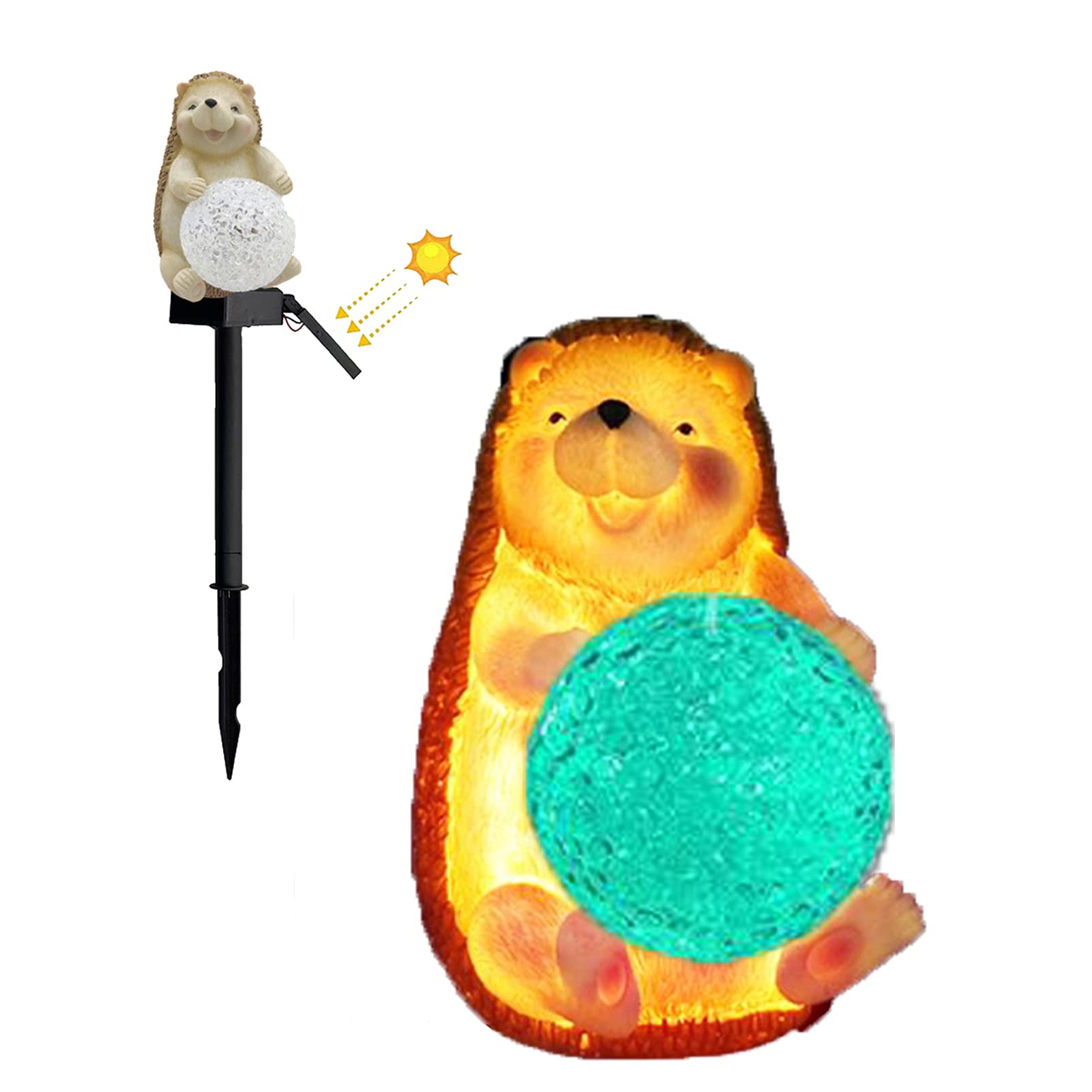 Solar Powered LED Garden Lawn Light,Cute Hedgehog Decor 7-Color-Changing Lights,Waterproof Outdoor Landscape Pathway Lamp for Yard Patio Home