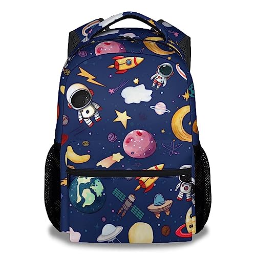 KAXVZER Space Backpack for Girls - 16 Inch Blue Backpacks for School - Cute Lightweight Bookbag for Boys