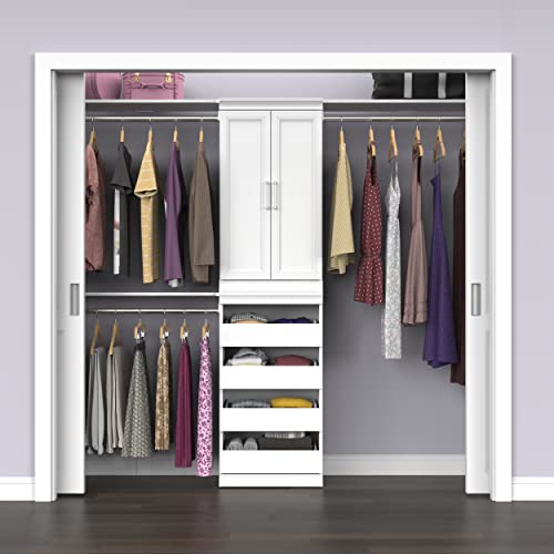 ClosetMaid Modular Storage Pair Set, Wood Closet Organizer, Shaker Style, Add On Accessory for Shelf Units, White, Solid 2-Door Kit