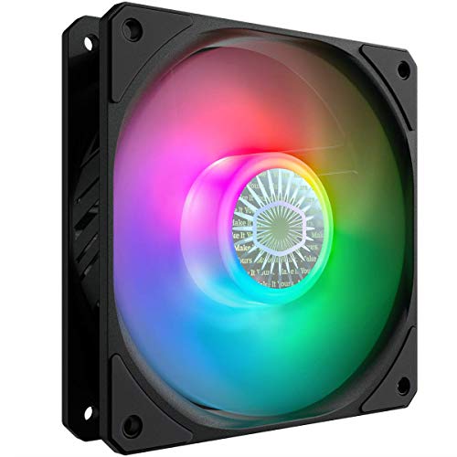 Cooler Master SickleFlow 120 V2 ARGB Square Frame Fan, ARGB 3-Pin Customizable LEDs Air Balance Curve Blade, Sealed Bearing, 120mm PWM Control for Computer Case & Liquid Radiator (Pack of 1)
