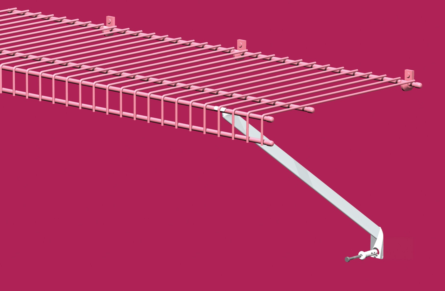 ClosetMaid Wire Shelving Support Brackets for 16 in. Deep Shelves, with Anchors & Pins for Installation, White, 12 Count (Pack of 1)