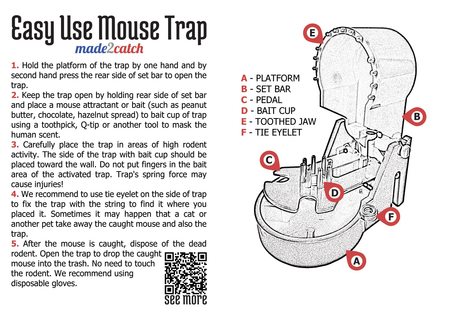made2catch Pack of 6 Easy Use Mouse Traps - Model 2016 (Random Colors) - Easy Set Snap Mouse Trap - Reusable Humane Mouse Traps That Work - Mice,Voles and Small Rodents Control - Random Colors