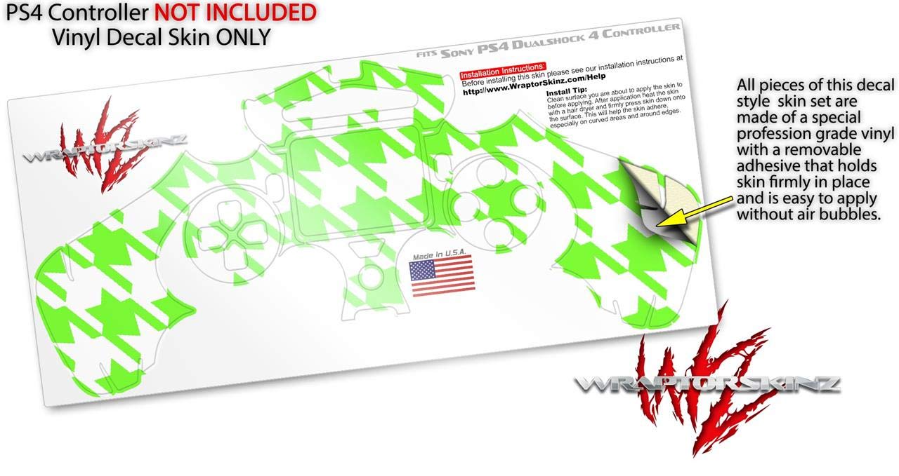 WraptorSkinz Skin Compatible with Sony PS4 Dualshock Controller PlayStation 4 Original Slim and Pro Houndstooth Neon Lime Green (Controller NOT Included)