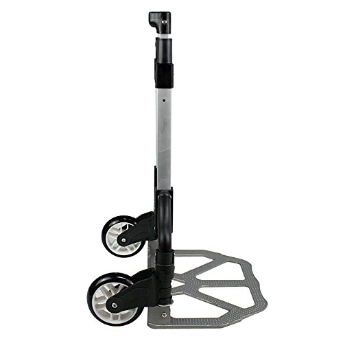 Folding Hand Dolly Truck 170 lb Capacity Aluminum Luggage Carts W/Free Bungee Cord, Collapsible (Black)