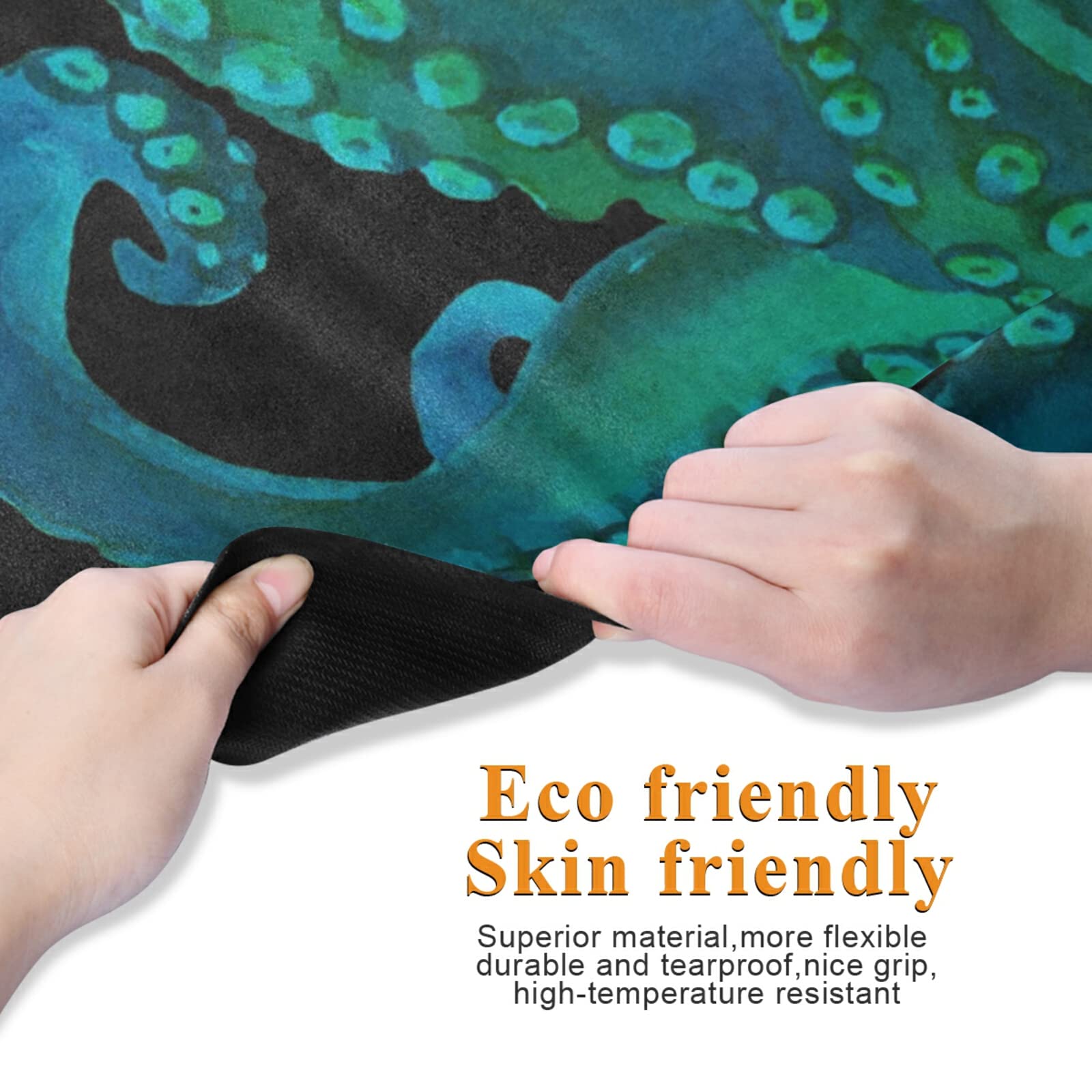 Blue Watercolor Octopus Yoga Mat Cover, Non Slip Exercise Mat Made from Premium Material High Performance Grip, Coming with Carry Bag(c)