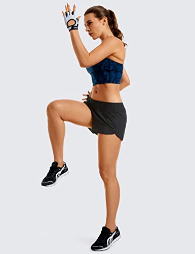 CRZ YOGA Women's Quick Dry Workout Running Shorts Mesh Liner - 2.5'' Drawstring Sport Gym Athletic Shorts Zip Pocket Black Small