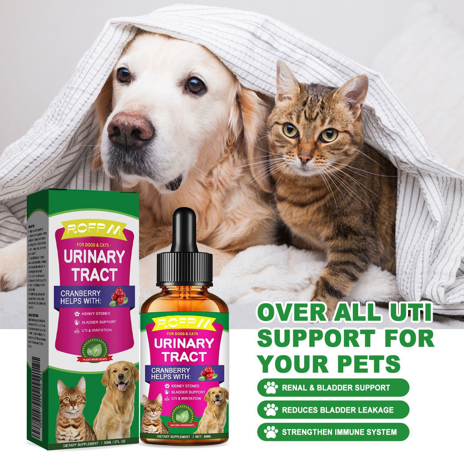 Dog UTI Treatment Cat Urinary Tract Infection Treatment Drops Cat UTI Remedy - Natural Formula Rich in Cranberry and Vitamin C