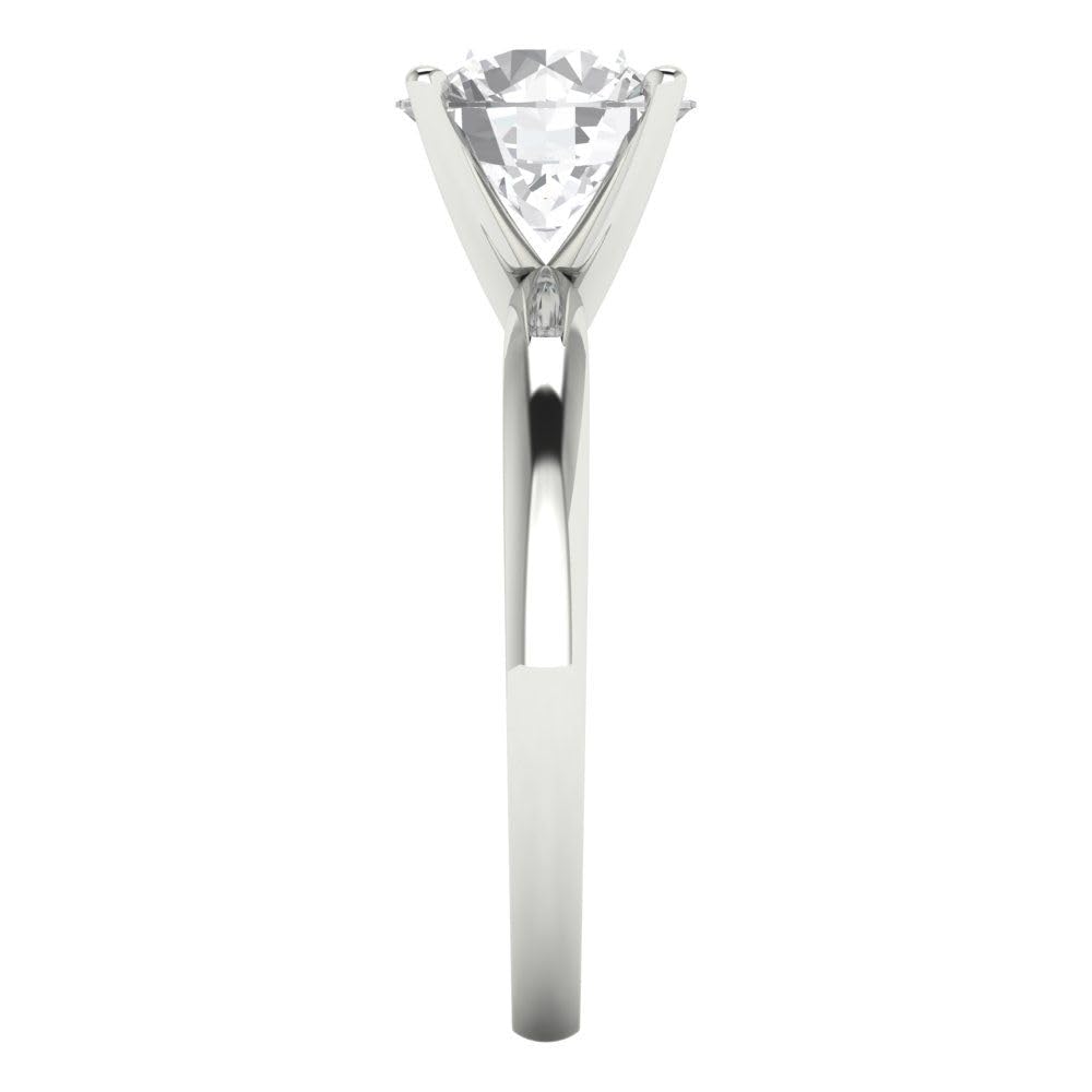 Clara Pucci 2.0 ct Round Cut Solitaire Moissanite Engagement Wedding Bridal Promise Anniversary Ring in 18K White Gold Size 7