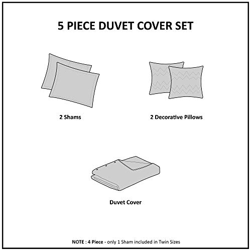 Intelligent Design ID12-234 Nadia Duvet Cover King/Cal King Size - Yellow , Chevron Duvet Cover Set – 5 Piece – Ultra Soft Microfiber Light Weight Bed Comforter Covers