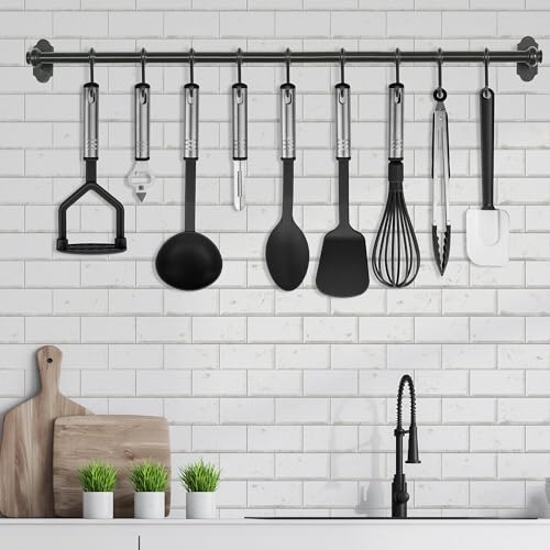 Cooking Utensil Set Stainless Steel 23 Piece Kitchen Gadget Tools Heat Resistant (Black)