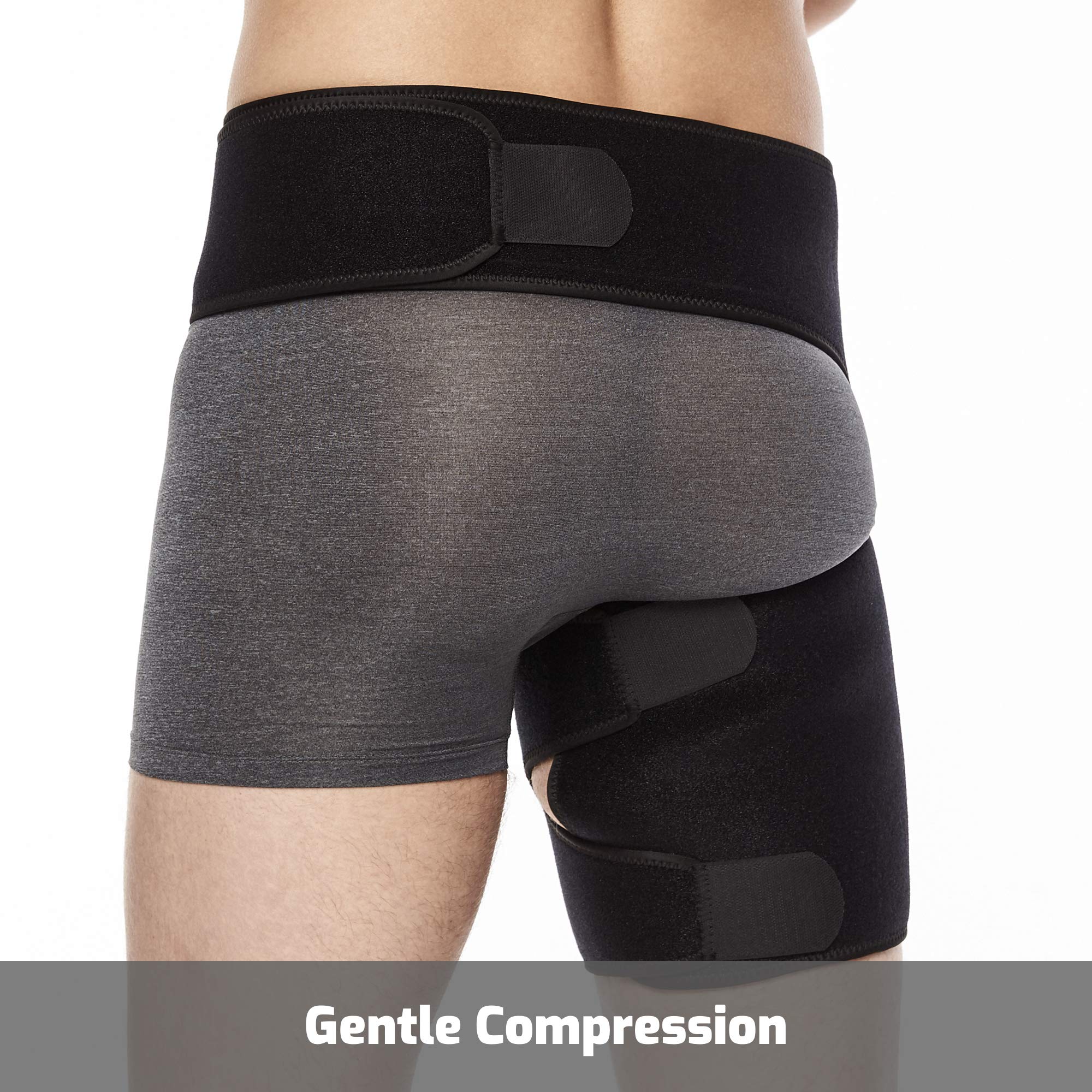 BraceUP® Groin and Hip Compression Support Brace, Sciatica Wrap for Nerve Pain Relief, Hamstring, Thigh, Quadriceps Injuries