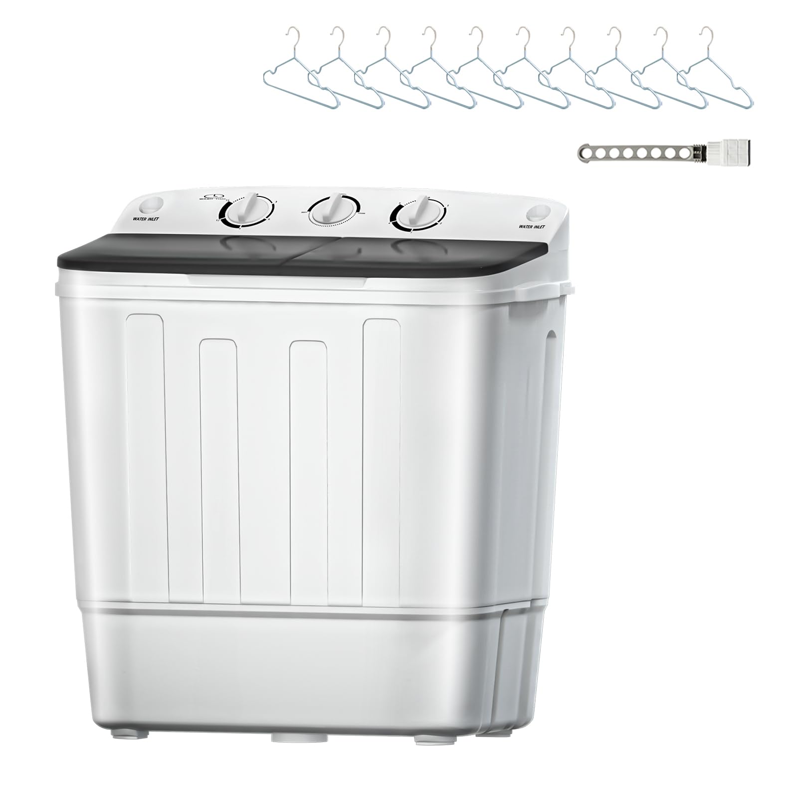 Doghly Compact Mini Twin Tub Washing Machine with Drying Rack, 11lbs Portable Laundry Washer and 7lbs Spinner, Convenient and Efficient for Dorms, Apartment (18lbs)