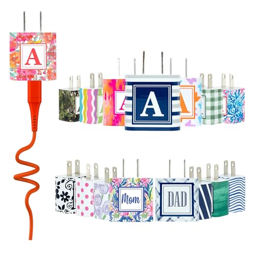 Classy Chargers Monogram Personalized Phone Charger Set for iPhone & Android | Cable Included MFI Certified 6 FT Cable for iPhone, 3-in-1, or USB Type C