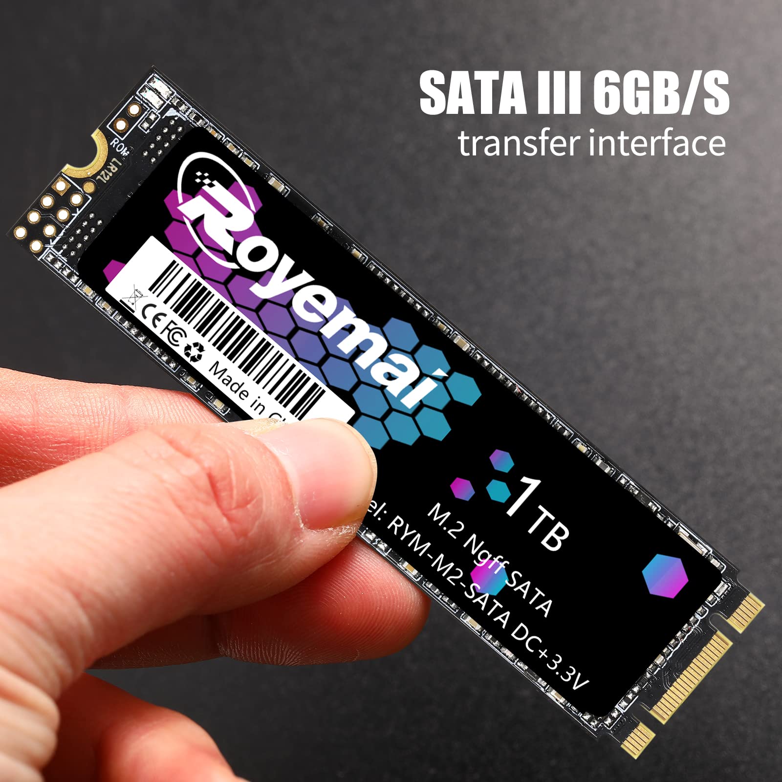 D DUOMEIQI 1TB M.2 Ngff SATA SSD 2280 SATA III 6Gb/s Internal Solid State Drive, 3D NAND TLC (Read/Write Speed up to 520/460 MB/s), 1TB SSD Compatible with Laptop and PC Desktop