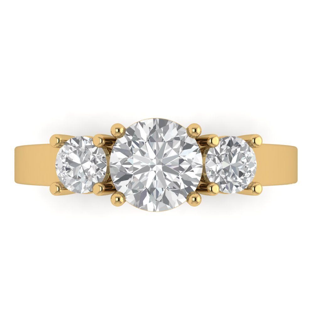 Clara Pucci 1.50 ct Round Cut 3 stone Genuine White Lab Created Sapphire Engagement Promise Anniversary Bridal Ring 18K Yellow Gold 5.5