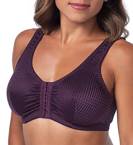 Leading Lady Women's Plus-Size Zig-Zag Weave Sleep Leisure Bra, Black, 50 B/C/D