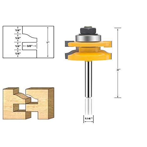 LEATBUY Router Bit Set 3 PCS 1/4 Inch Shank Round Over Raised Panel Cabinet Door Ogee Rail and Stile Router Bits, Woodworking Wood Cutter Milling Tool(1/4-Single)
