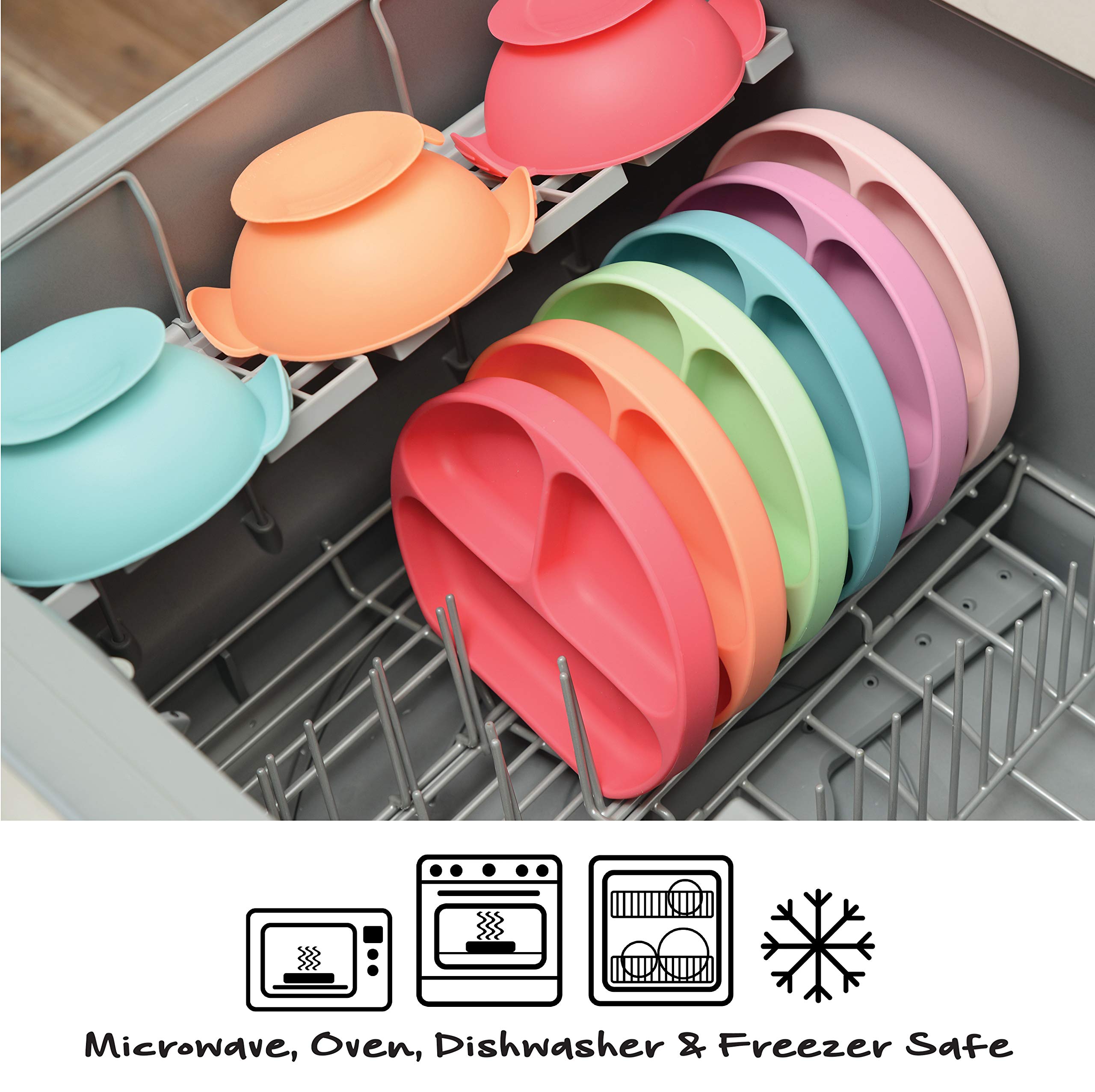 PrimaStella Unbreakable Silicone Non-Slip Plate and Chew Spoon Set for Babies and Toddlers