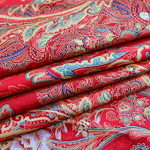 Softta Luxury European Floral Bedding Bohemian Queen 3 Pcs Damask Paisley Pattern Baroque Duvet Cover Sets 100% Egyptian Cotton 1000 Thread Count Burgundy red and Gold