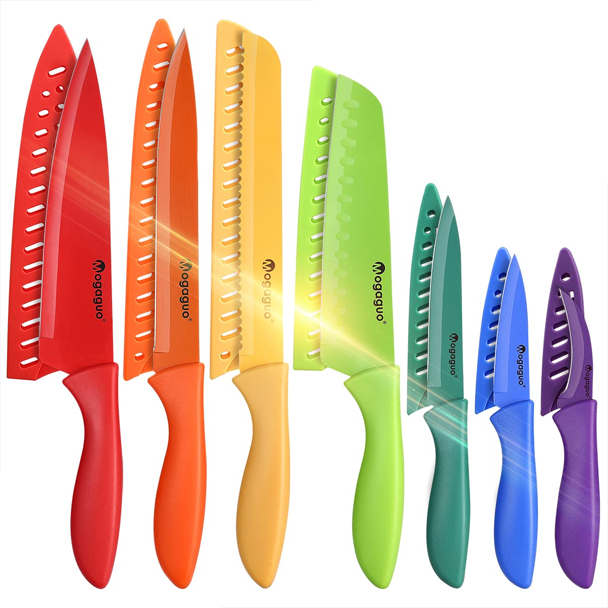 Mogaguo 7 Piece Professional kitchen knife Set Dishwasher Safe, Sharp Knife Set for Cutting Meat, Knives Set for Kitchen Cooking