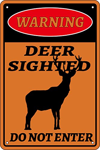 Vintage Metal Tin Sign Warning There Are Wild Deer Dont Enter Wall Decor Retro Art Funny Decorations Home Bar Farm Garden Room Plaque Posters 12 × 8 Inch