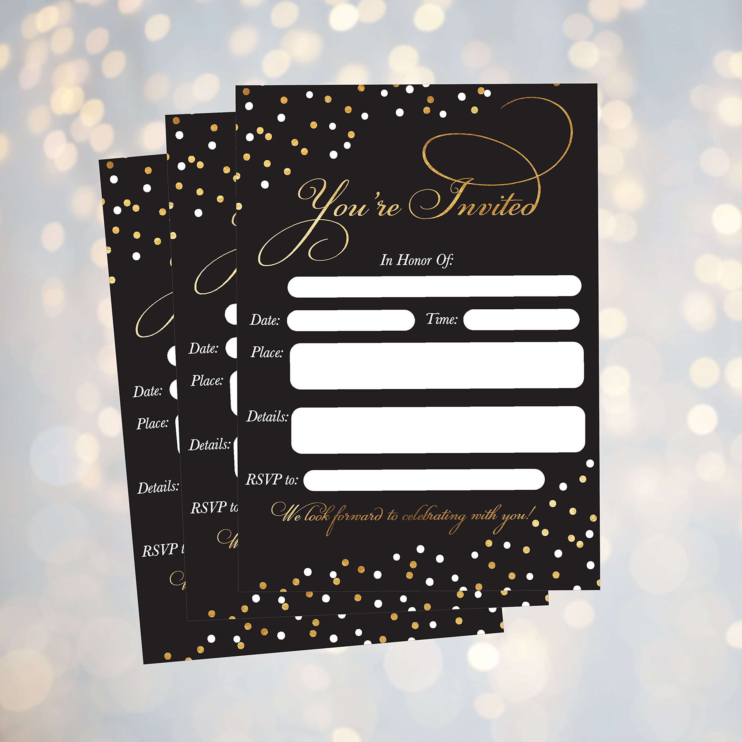 Hadley Designs 50 Fill In Invitations, Black Wedding Invitations, Bridal Shower Invitations, Rehearsal Dinner, Dinner Invite, Baby Shower, Bachelorette Party Invites, Engagement, Sweet 16, Graduation