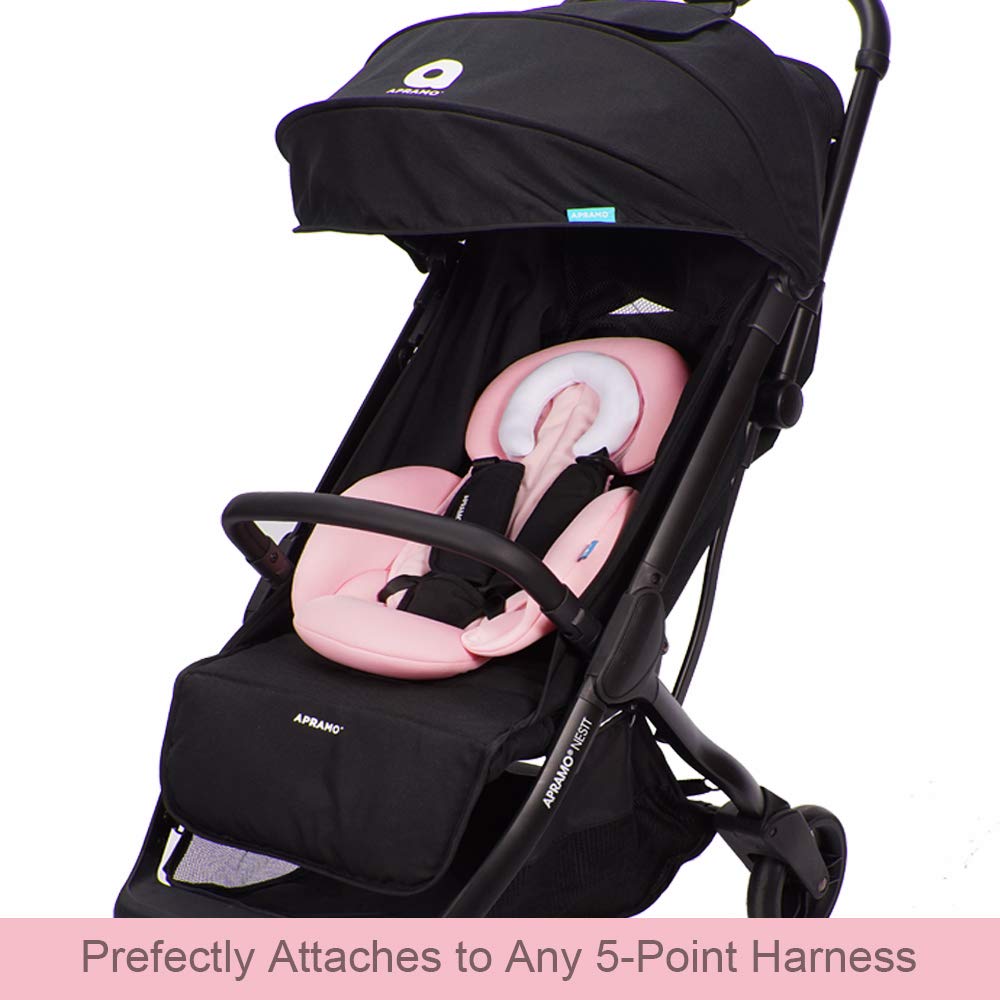 COOLBEBE New 2-in-1 Head & Body Supports for Baby Newborn Infants - Extra Soft Stroller Cushion Pads Car Seat Insert, Prefect for All Seasons, Pink