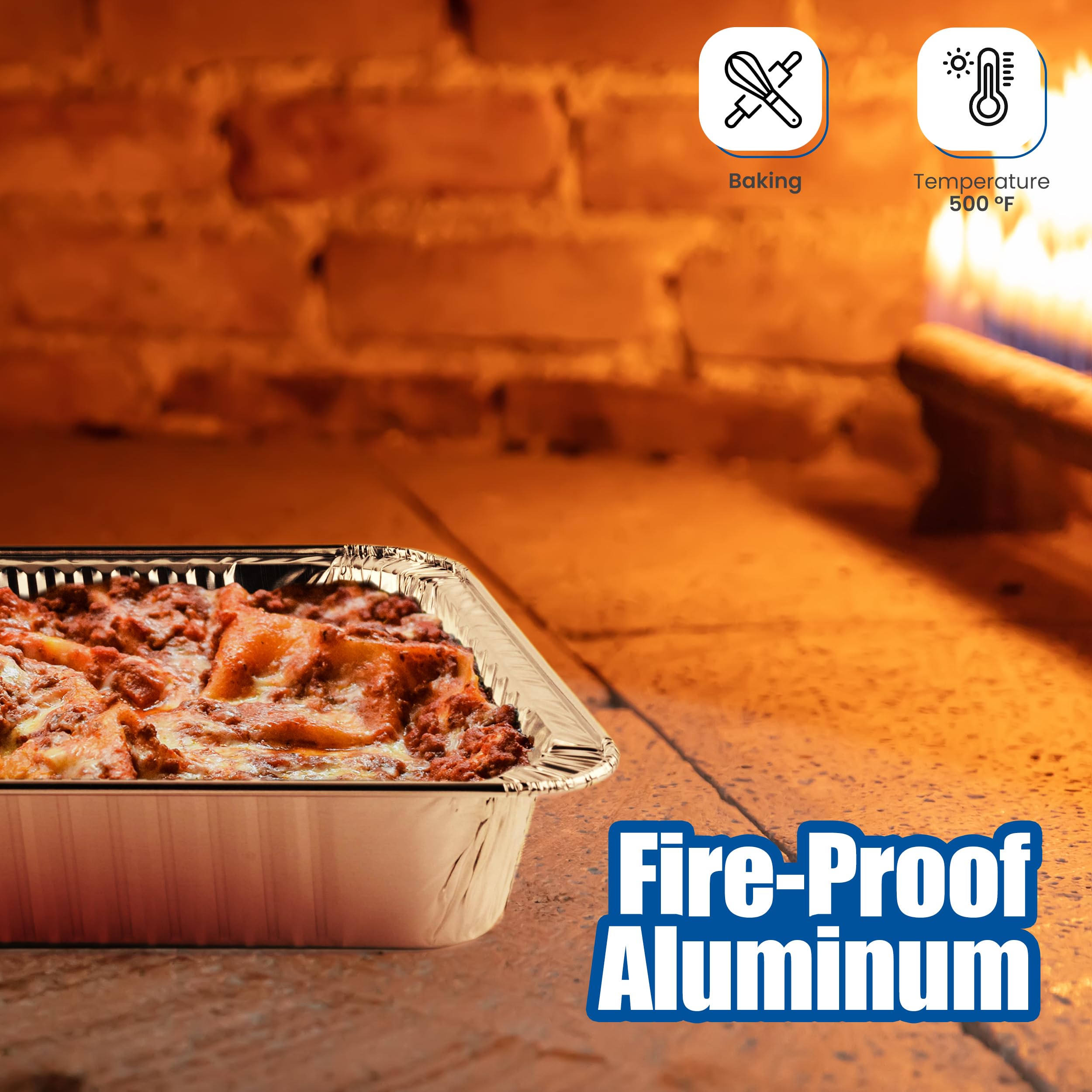 EHOMEA2Z Aluminum Foil Pans With Lids Half Size (10 Pack) 10 Lids and 10 Pans, 9x13 Prepping, Roasting, Food, Storing, Heating, Cooking, Chafers, Catering, Buffet Supplies
