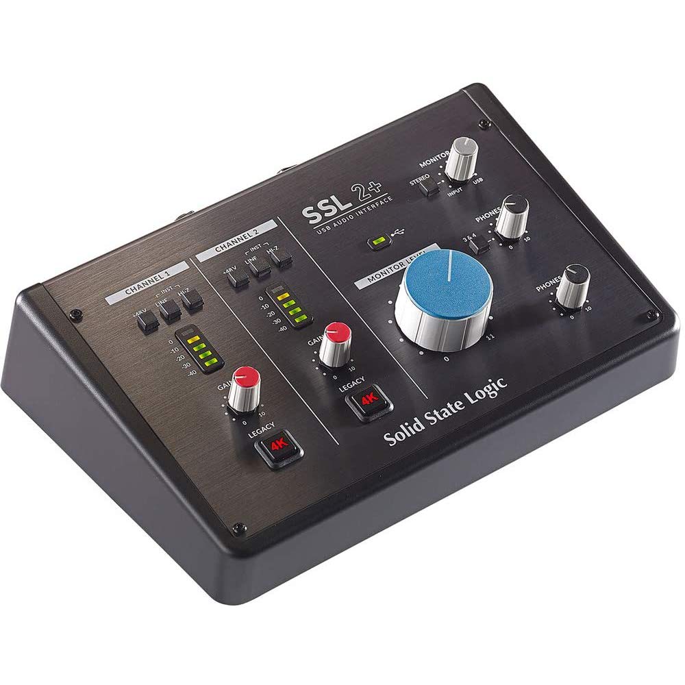 Solid State Logic SSL-2+ USB Audio Interface Bundle with Studio Monitor Headphone, 2x MIDI Cable & 2x XLR Cable