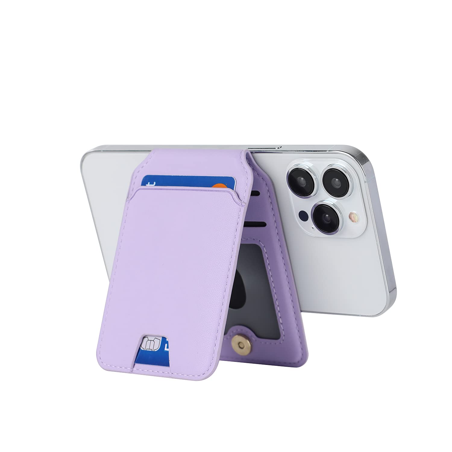 Cavor Magsafe Wallet for Apple Wallet Magsafe Magnetic Phone Magsafe Wallet 14 Pro Max/14 Pro/15/14 Plus/13/12 MagSafe Card Holder,Phone Wallet,Phone Case Credit for iPhone 15/13/12,Purple