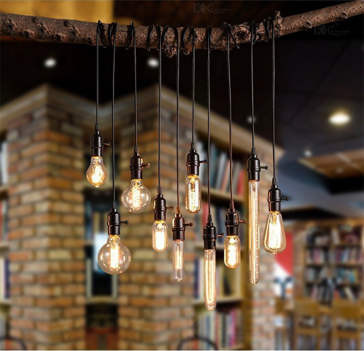 CTKcom T10/T300 40W Amber Vintage Edison Bulb, E26 Medium Base,2200K-2300K Tubular Bulb Nostalgic Tungsten Filament Antique Bulb Amber Glass for Industrial Wall Sconce Pendant Lighting-(4 Pack)