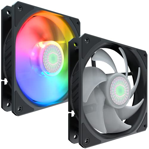 Cooler Master SickleFlow 120 V2 ARGB Square Frame Fan, ARGB 3-Pin Customizable LEDs Air Balance Curve Blade, Sealed Bearing, 120mm PWM Control for Computer Case & Liquid Radiator (Pack of 1)