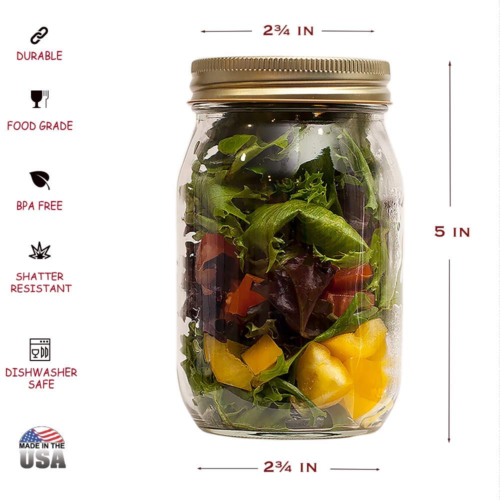 EHOMEA2Z Mason Jars 16 oz Pint Regular Mouth (12 Pack) With 60 Reusable Chalkboard Stickers (16 Oz Regular Mouth, 12 Pack)