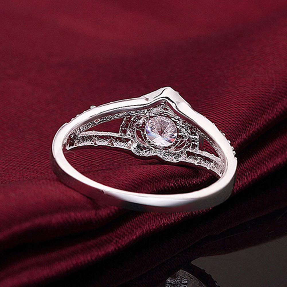Bluelanss s Womens 925 Sterling Silver Plated Promise Ring Wedding Eternity/Engagement Ring for Her Love Heart Simulated Diamond Ring Bridal Wedding Jewelry Gifts US 6