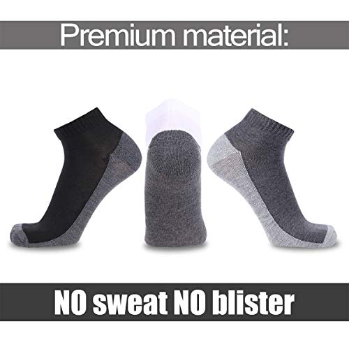 COOVAN 10 Pairs Mens Cushion Ankle Socks Men 10 Pack Low Cut Comfort Breathable Casual Socks