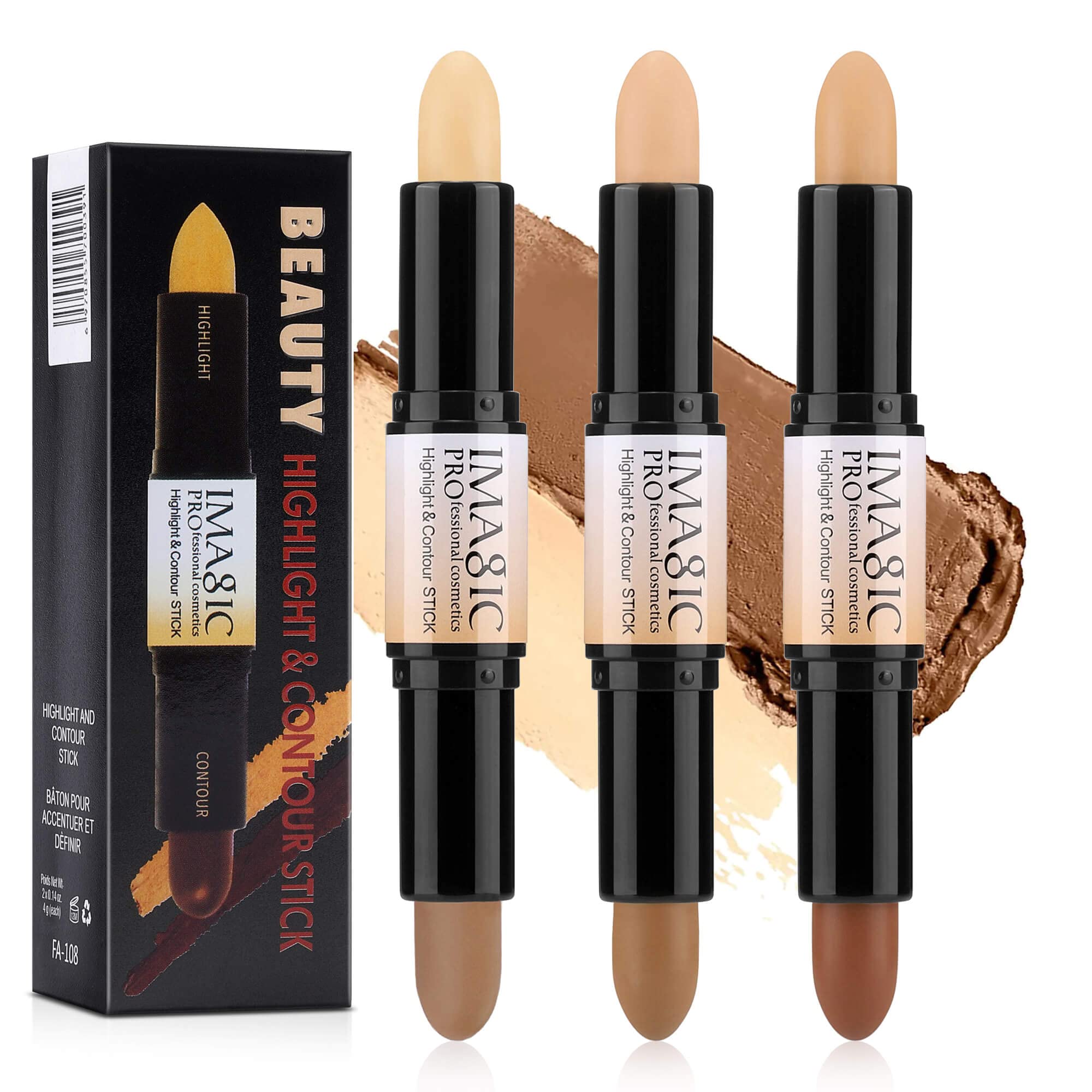DELISOUL 6 Colors Highlight and Contour Stick,Dual-Ended Full Coverage Wonder Stick,Color Corrector Concealer Stick,Contouring Highlighting Foundation,Shadow Cream Pen Body Shading Makeup Stick Set