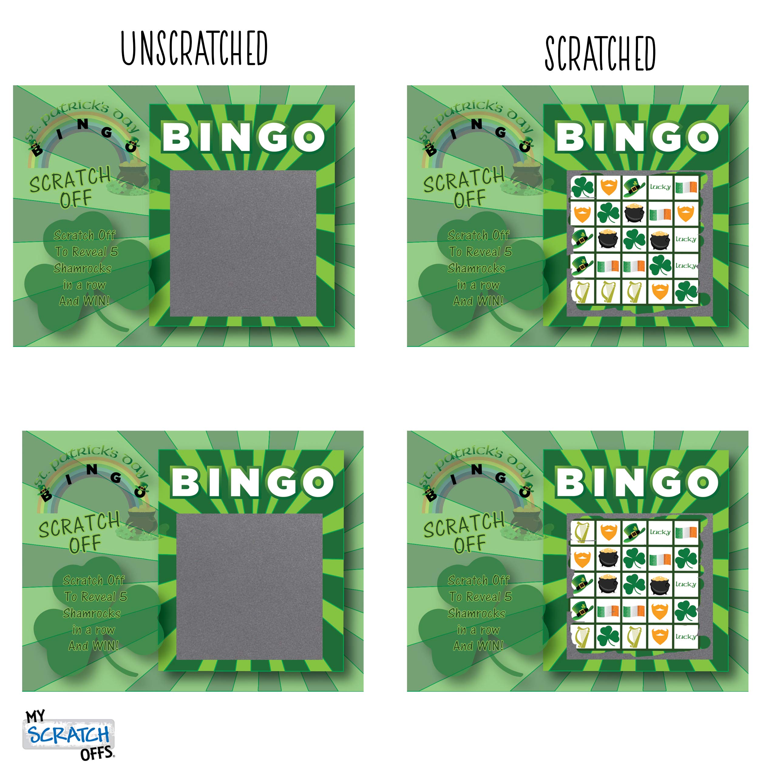 My Scratch Offs 26 Pack St. Patricks Day Scratch Off Cards St. Pattys Days Shamrock for Bingo Cards, Party Favors, Game Cards