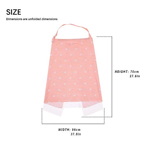 Nursing Covers for Breastfeeding, Soft Cotton Breast Feeding Cover Stroller Cover with Lace Screen Yarn, Privacy Nursing Covers Infant Feeding Cover Infant Breathable for Breastfeeding Supplies(Pink)