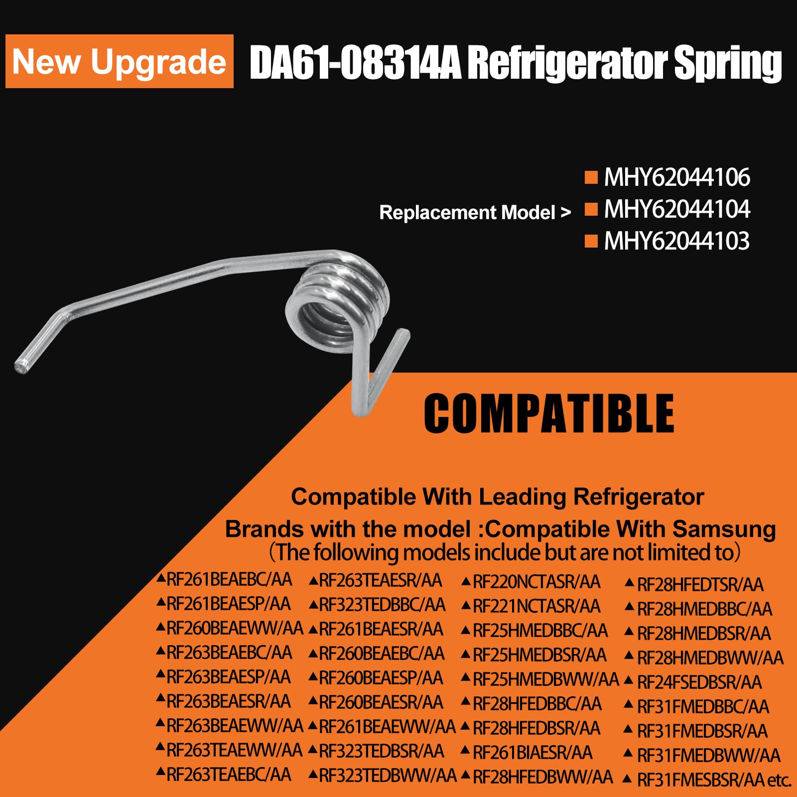 DA61-08314A Refrigerator Divider Door Spring 2 Pcs Refrigerator Replacement Parts Fit for Samsung Refrigerators Compatible with Models RF261BEAEBC/AA RF260BEAEBC/AA RF261BEAESR/AA etc